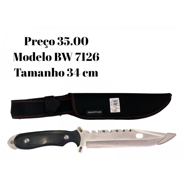 Faca Pesca Caça Churrasco Uso Geral Full Tang 7126 - HT Importech